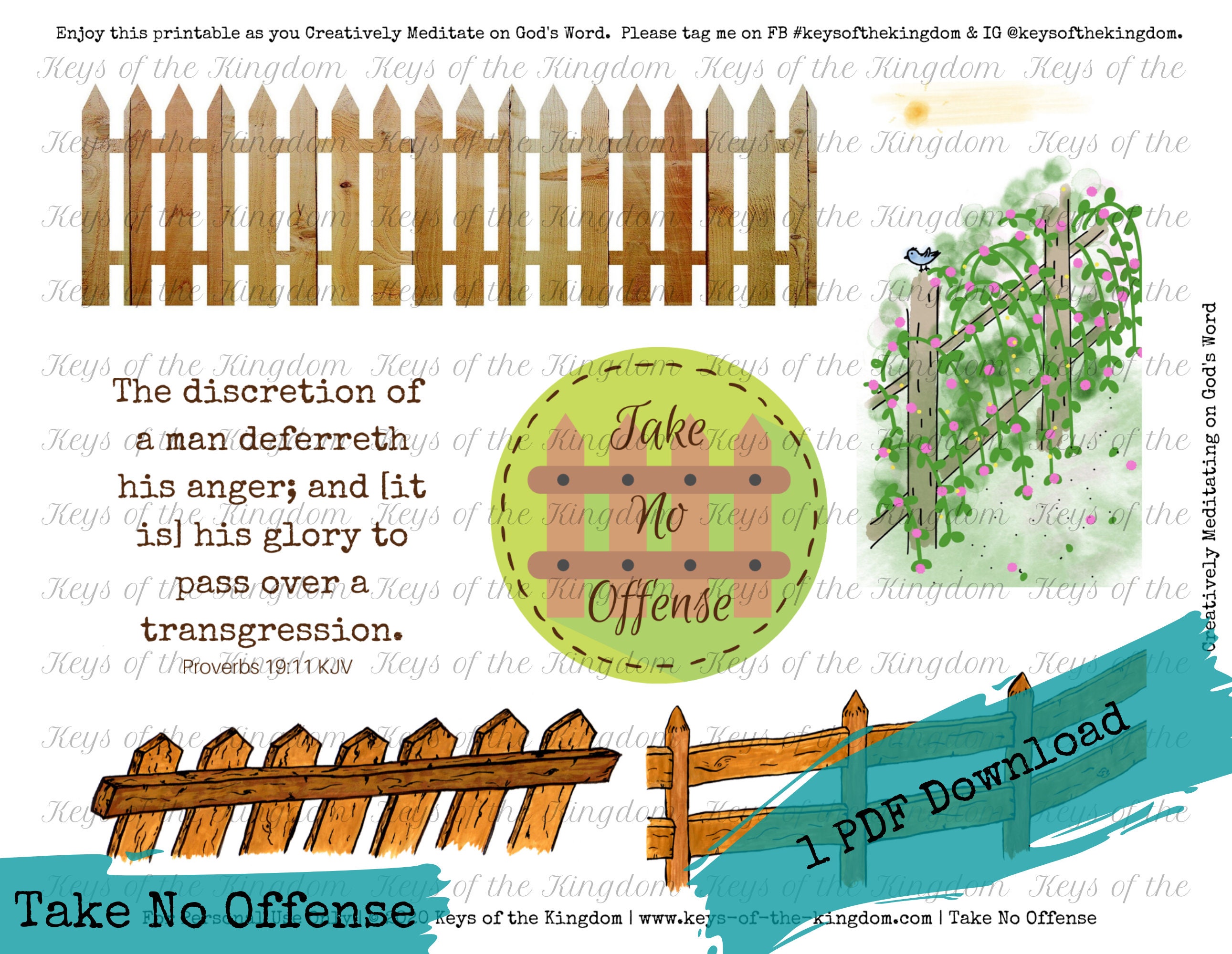 Bible Journaling Printable - Take No Offense - No Offense - Easy to ...