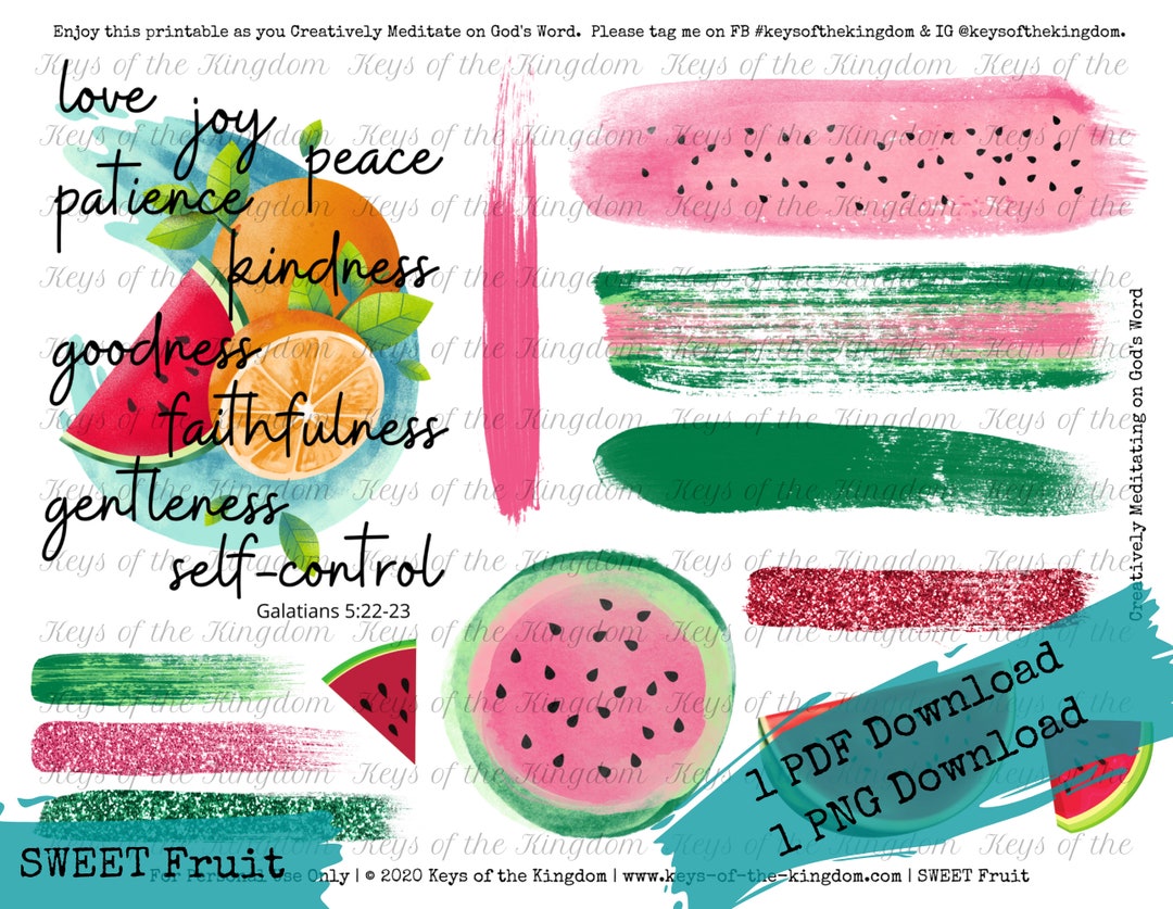 Bible Journaling Printable - SWEET Fruit - Fruit of the Spirit - Fruit ...