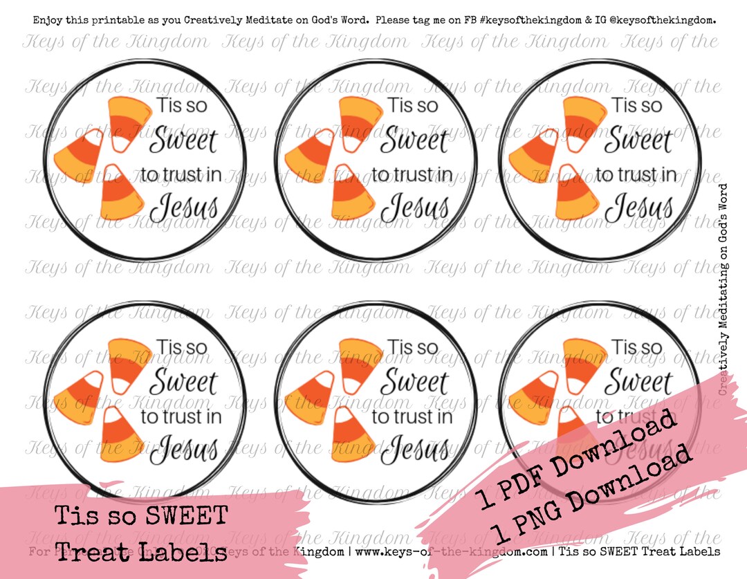 Bible Journaling Printable - Tis so SWEET Treat Labels - Candy - Trust ...