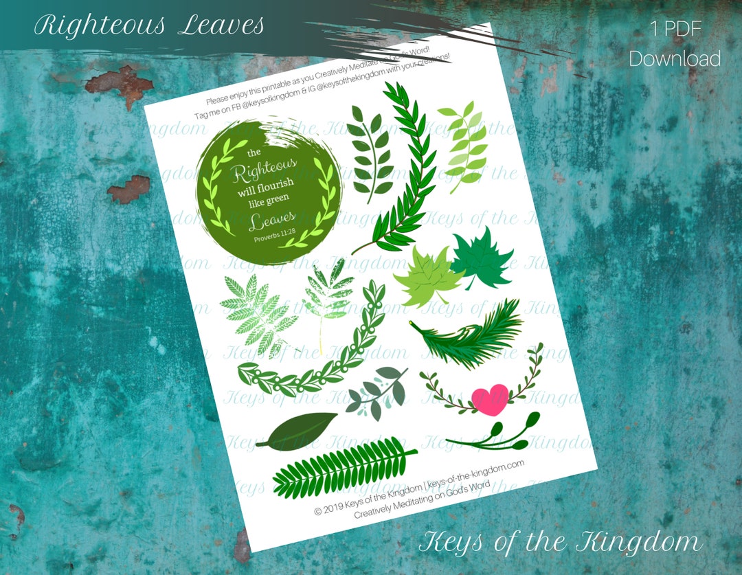 Bible Journaling Printable - Righteous Leaves - Easy to Print - Leaves ...