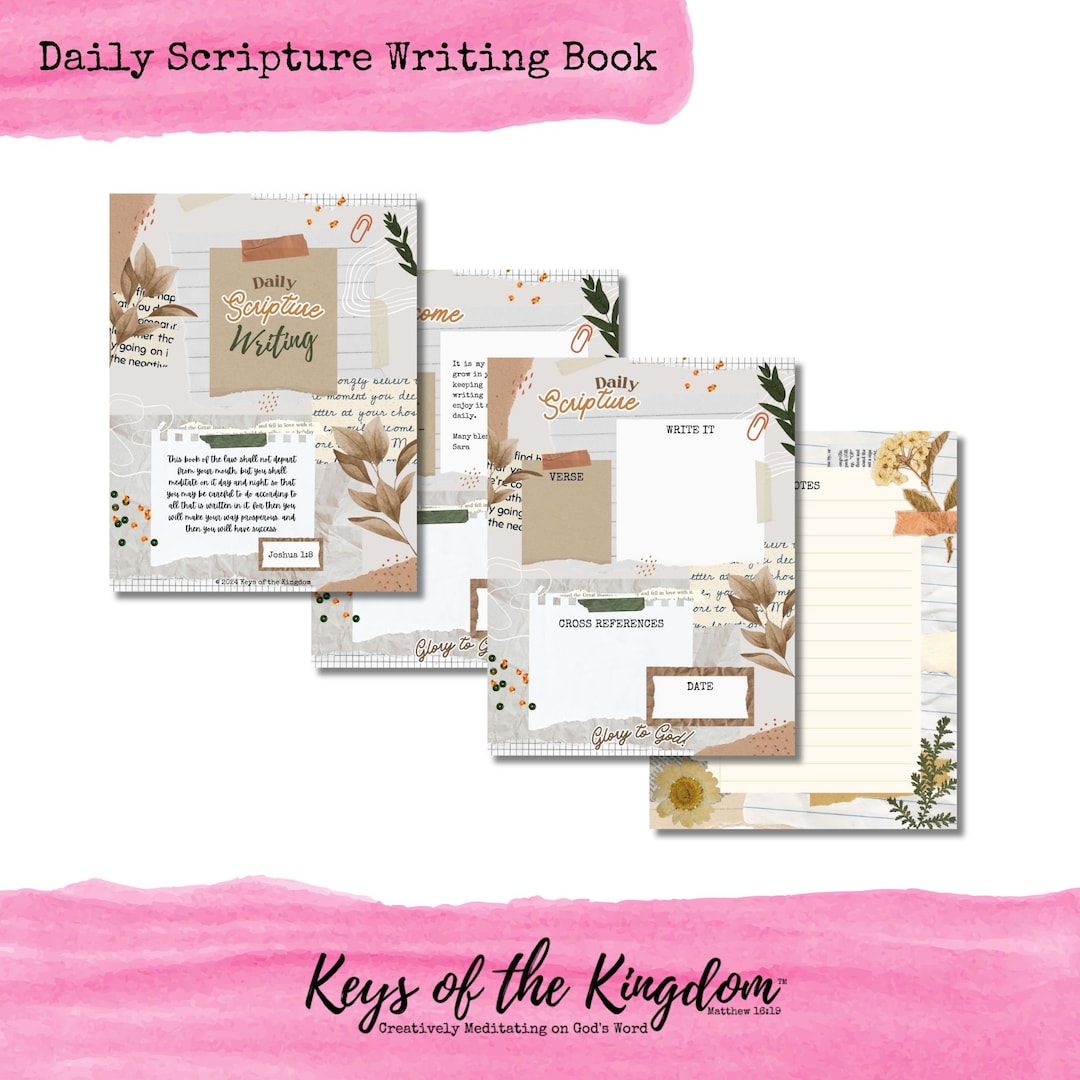Bible Journaling Printable, Daily Scripture Writing Book, Journaling ...