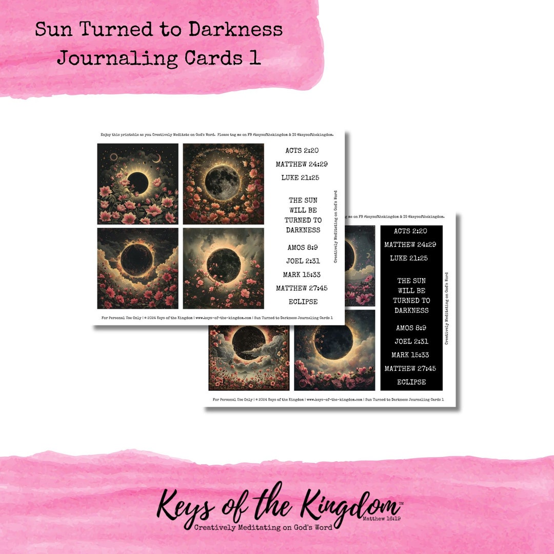 Solar Eclipse Bible Journaling Cards – Sun Turned to Darkness (PDF ...