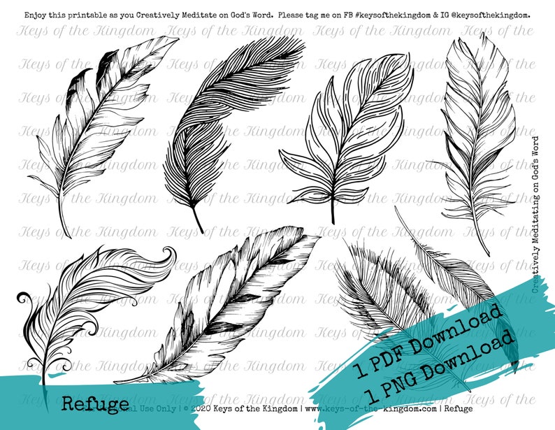 Feathers Feather Printable Easy to Print Journaling - Etsy