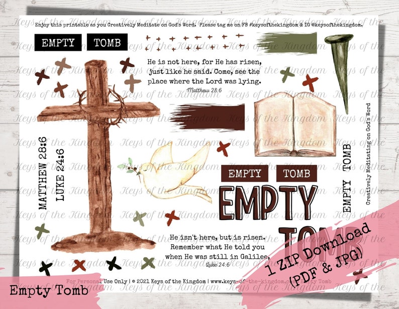 Empty Tomb Bible Journaling Printable - Easter Resurrection (PDF & JPG ...