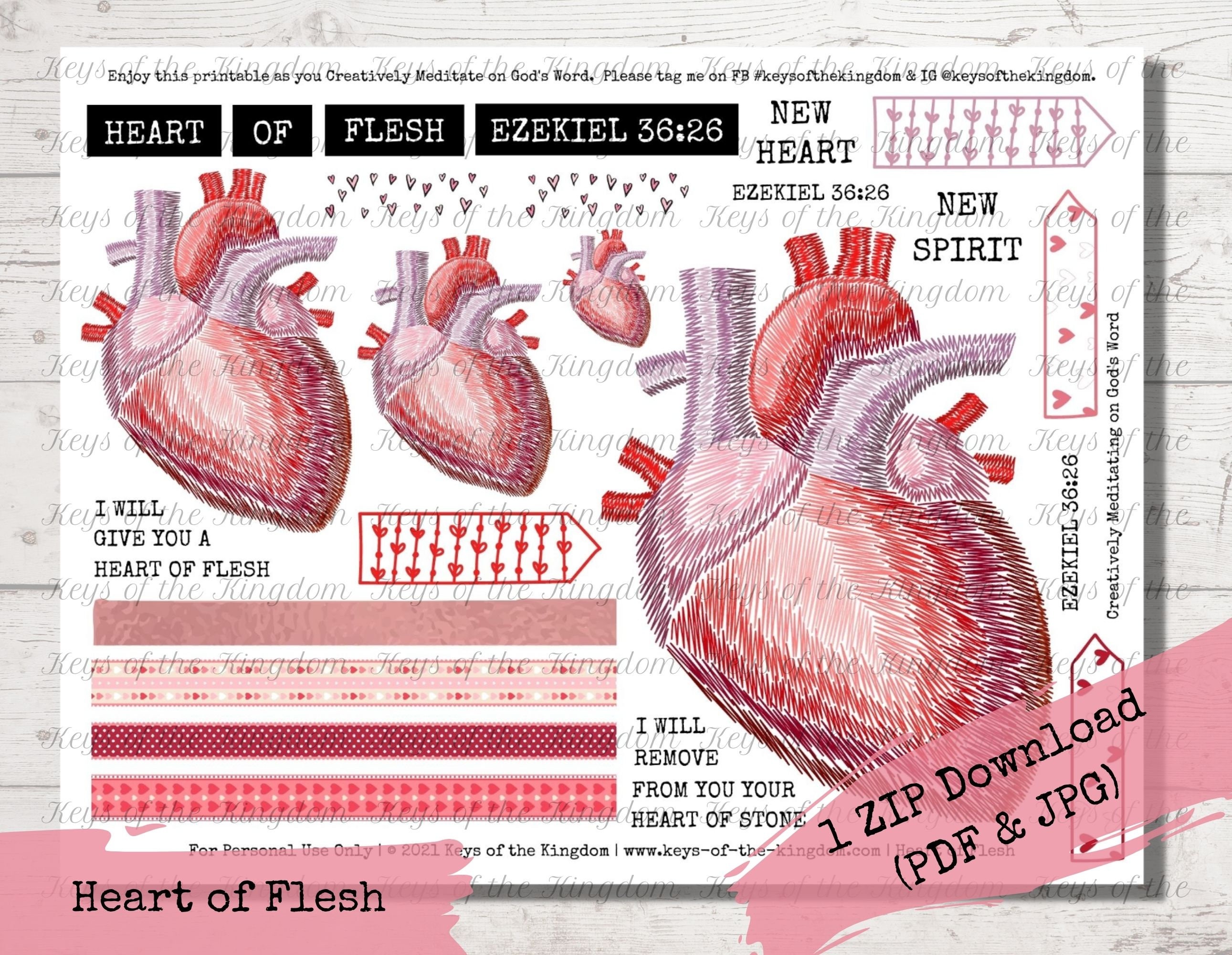 Bible Journaling Printable - Heart of Flesh - Easy to Print - Love ...