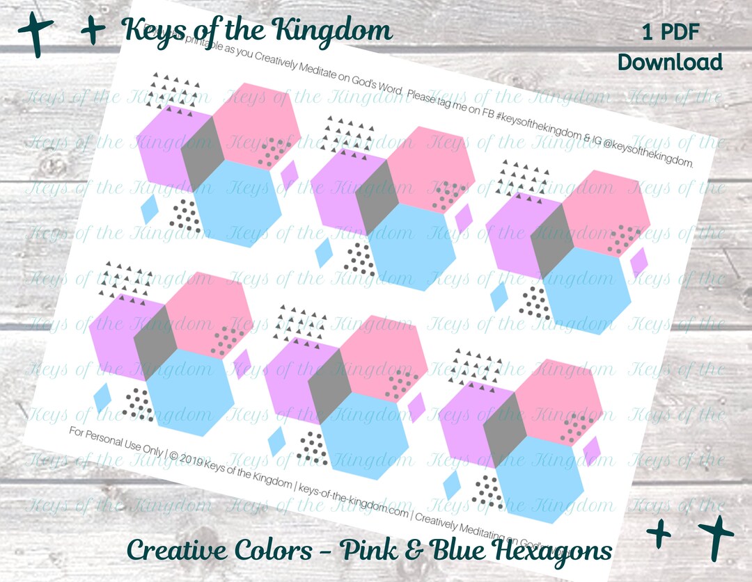 Bible Journaling Printable - Creative Colors - Pink & Blue Hexagons ...