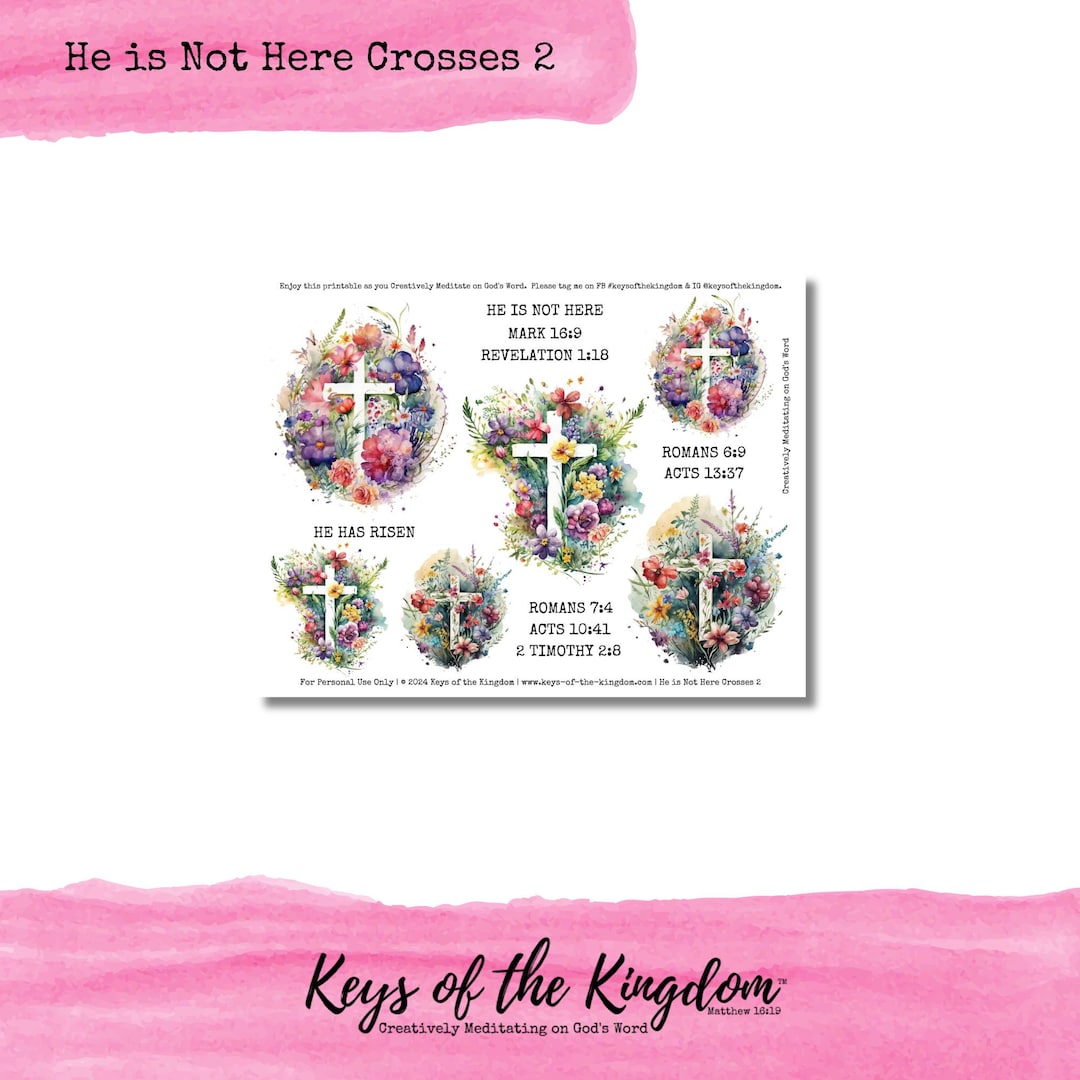 Floral Crosses Easter Printable - Bible Journaling (PDF & JPG) - Etsy