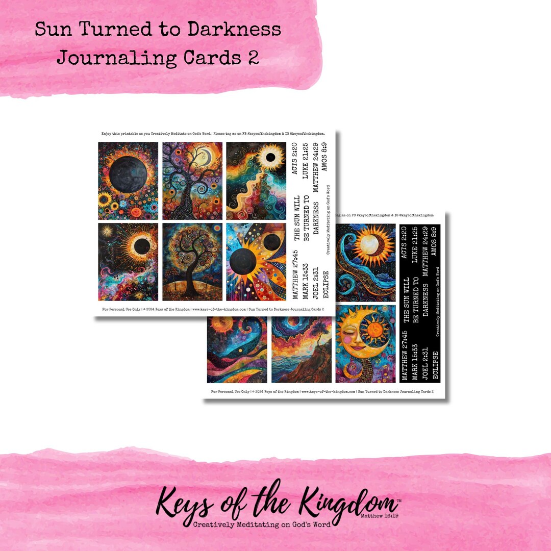Bible Journaling Printable - Sun to Darkness Journaling Cards 2 - Easy ...