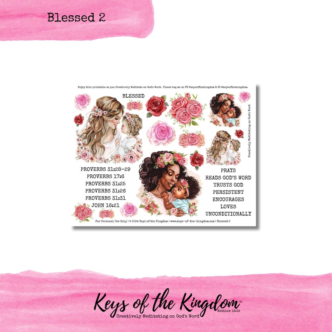 Bible Journaling Printable - Blessed 2 - Easy to Print - Mother's Day ...