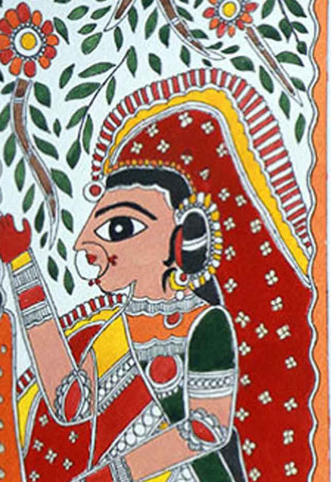 Krishna With Gopini A Madhubani Style Painting Hand Painted - Etsy