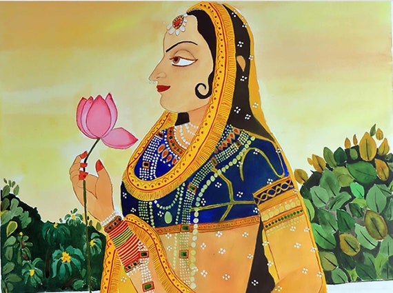 Indian Queen Painting Rajasthani Indian Queen Art Handmade Indian