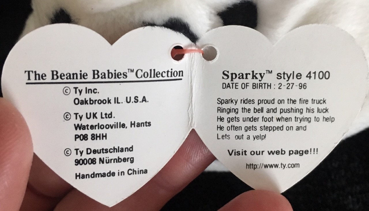 Sparky the TY Beanie Baby NO STAR, Errors, Waterlooville, Rare, Mint - Etsy
