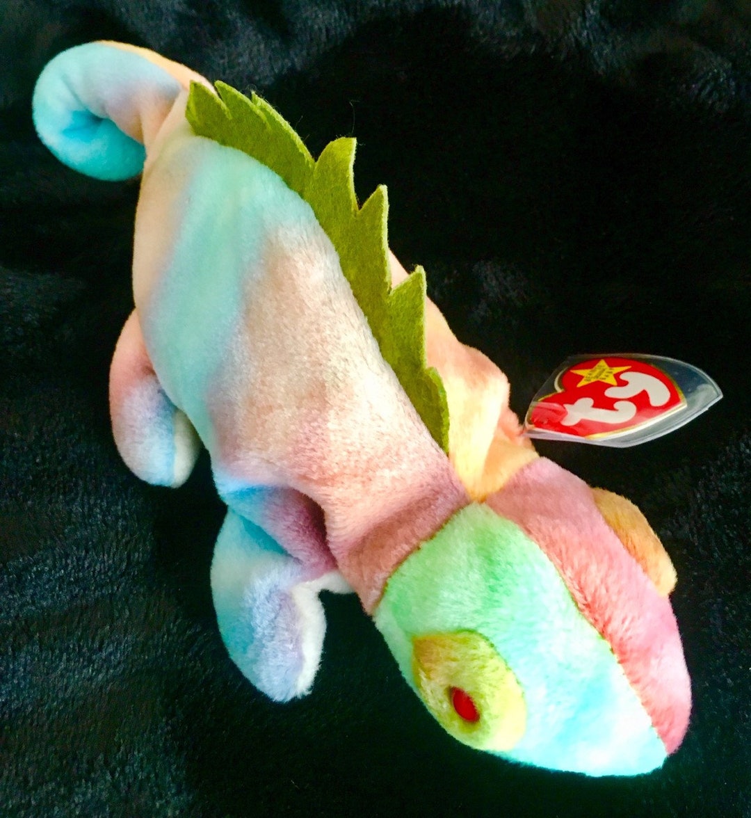Iggy 1997 TY Beanie With Rainbow Fabric Rare & Retired Mint - Etsy