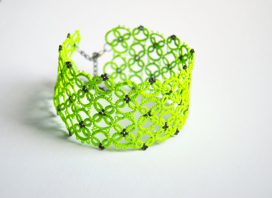 Neon Green Choker Necklace, Neon Choker, Extra Wide Choker Lace, Uv ...