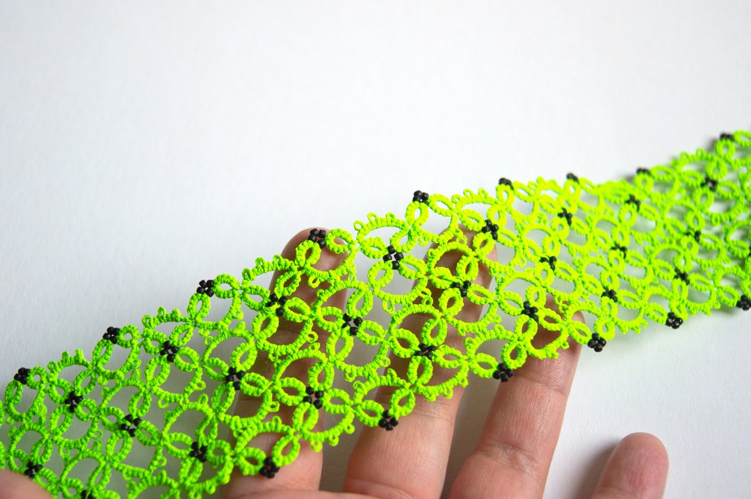 Rave Choker, Extra Wide NEON Choker Necklace, Uv Active Tatted Choker ...