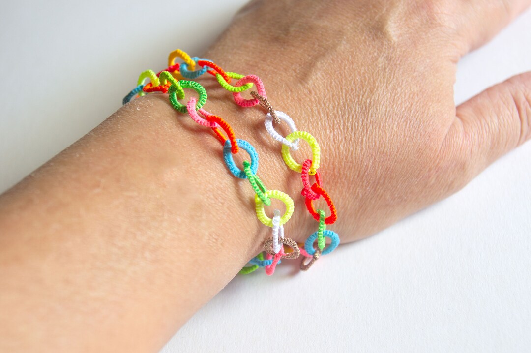 NEON Rainbow Bracelet, Big Chain Bracelet, Colorful Pride Jewelry ...