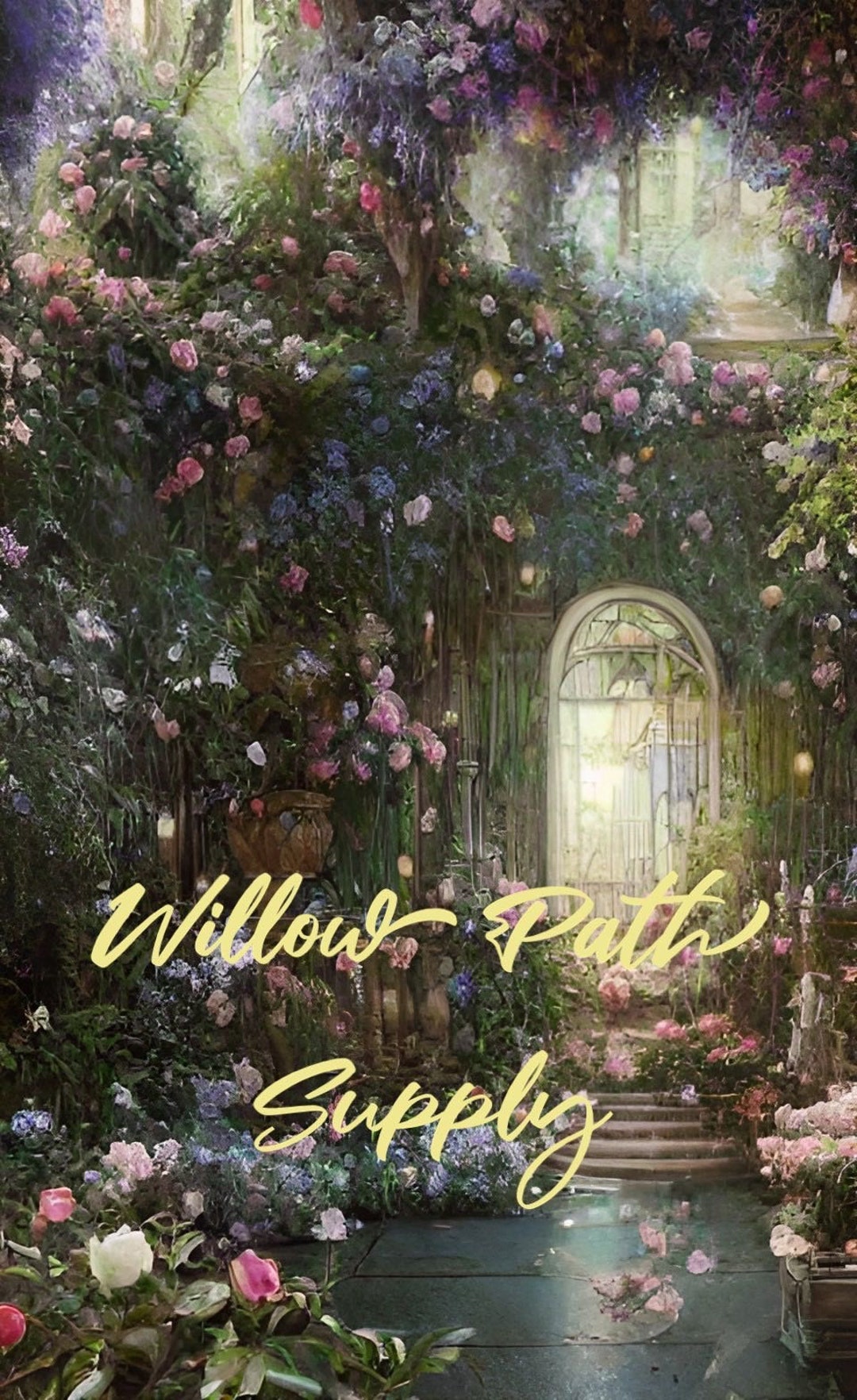 Secret Rose Garden, Gazebo, Cottagecore, Romantic Digital Painting ...