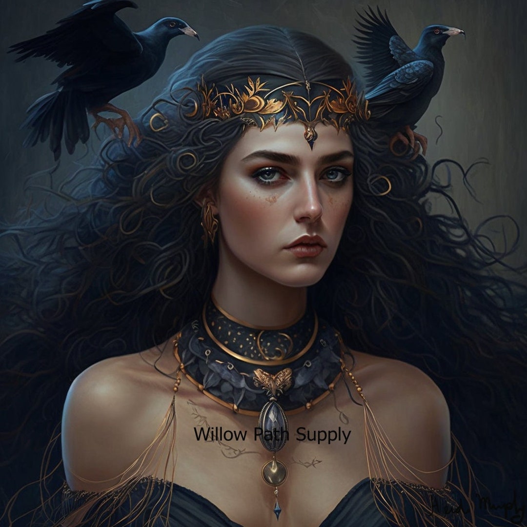 Dark Goddess, the Morrigan, Raven Goddess, Celtic Goddess, Folklore Art ...