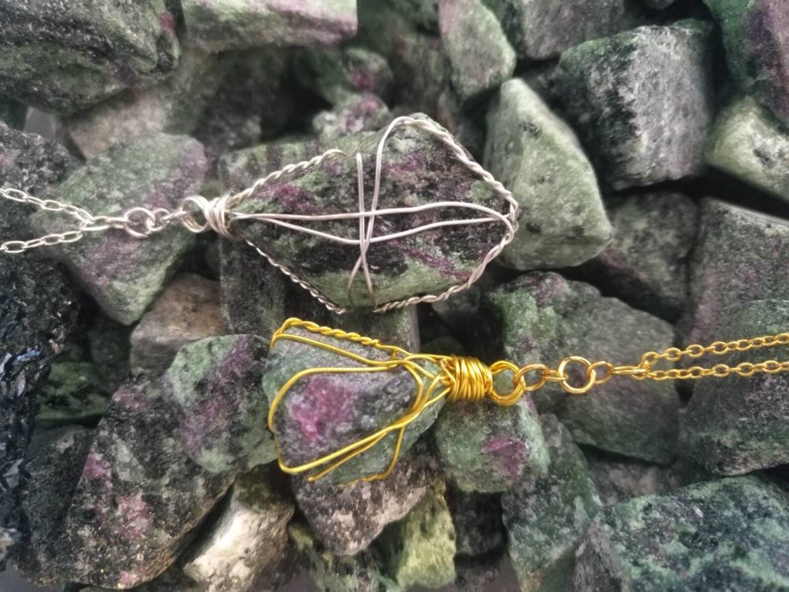 Raw Ruby in Fuschite Crystal Necklace. - Etsy