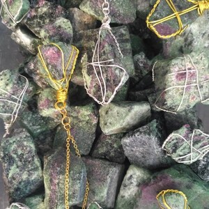 Raw Ruby in Fuschite Crystal Necklace. - Etsy
