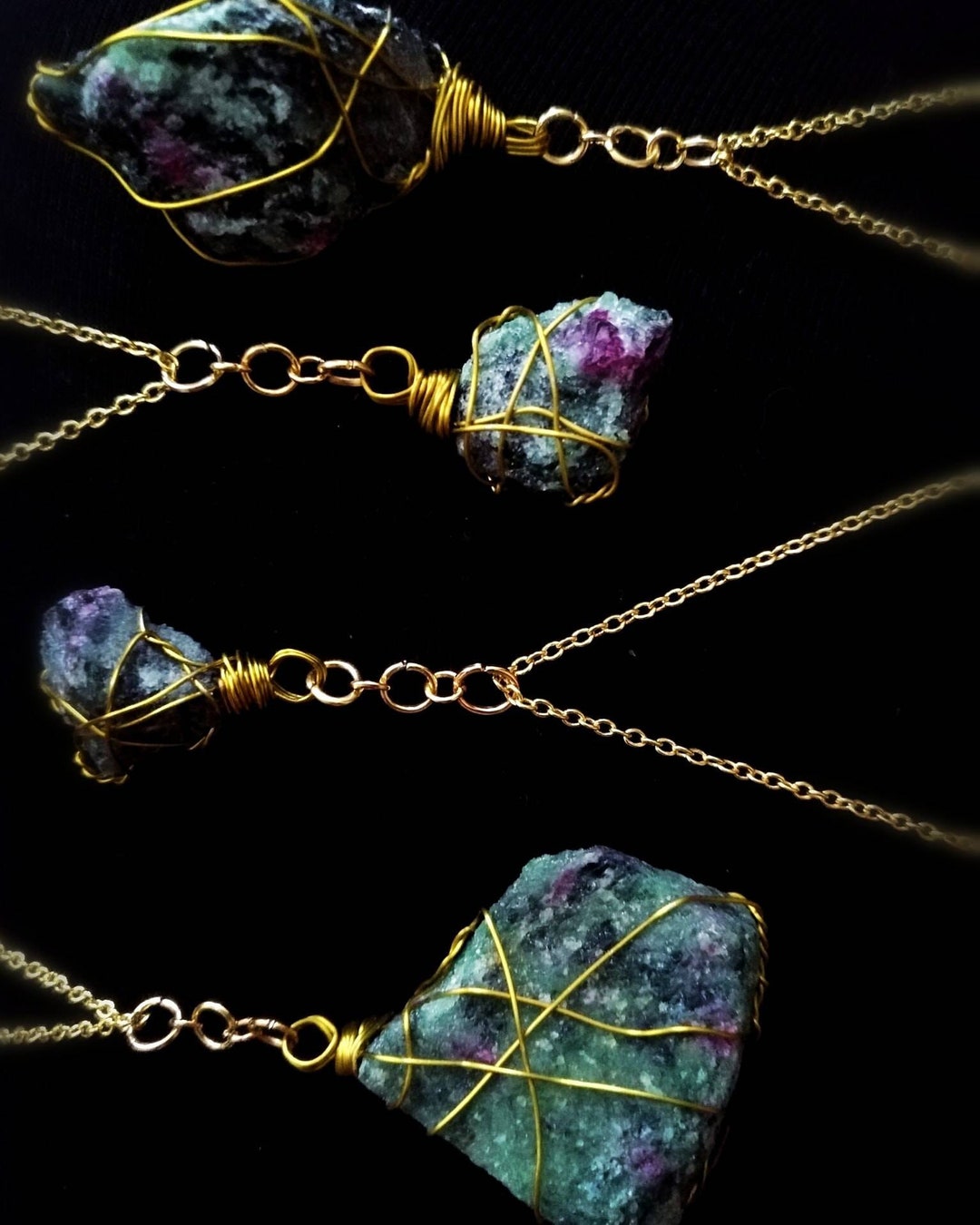 Raw Ruby in Fuschite Crystal Necklace. - Etsy