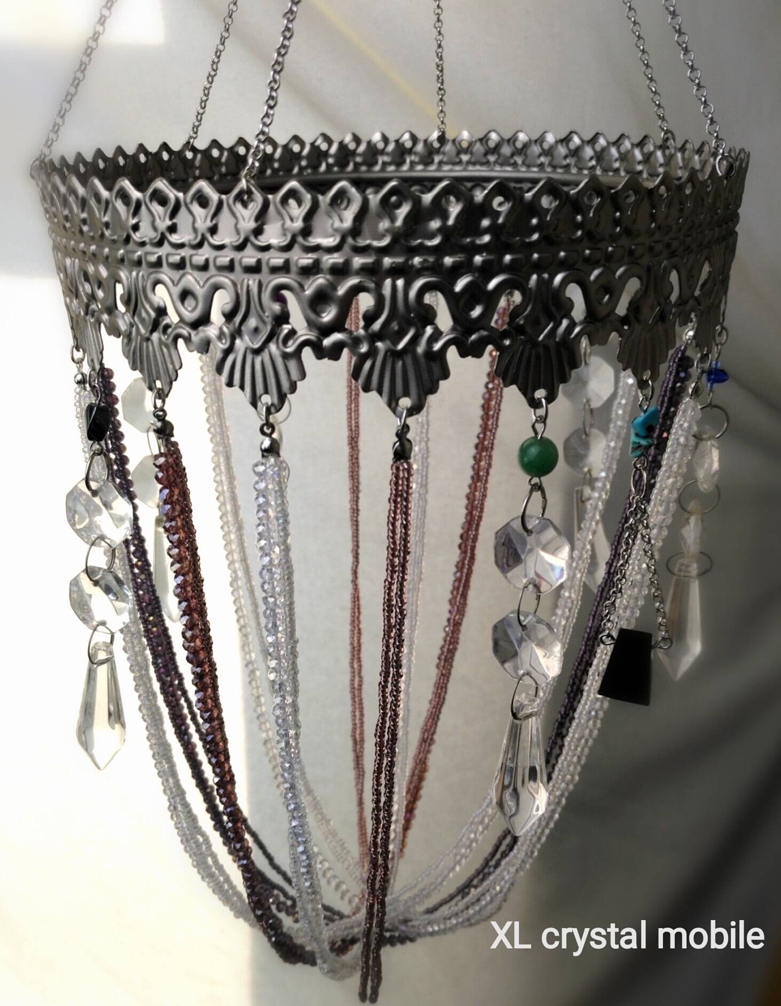 Rose Quartz & Amethyst Crystal Mobile. Crystal Chandelier. Mobile Bebe ...