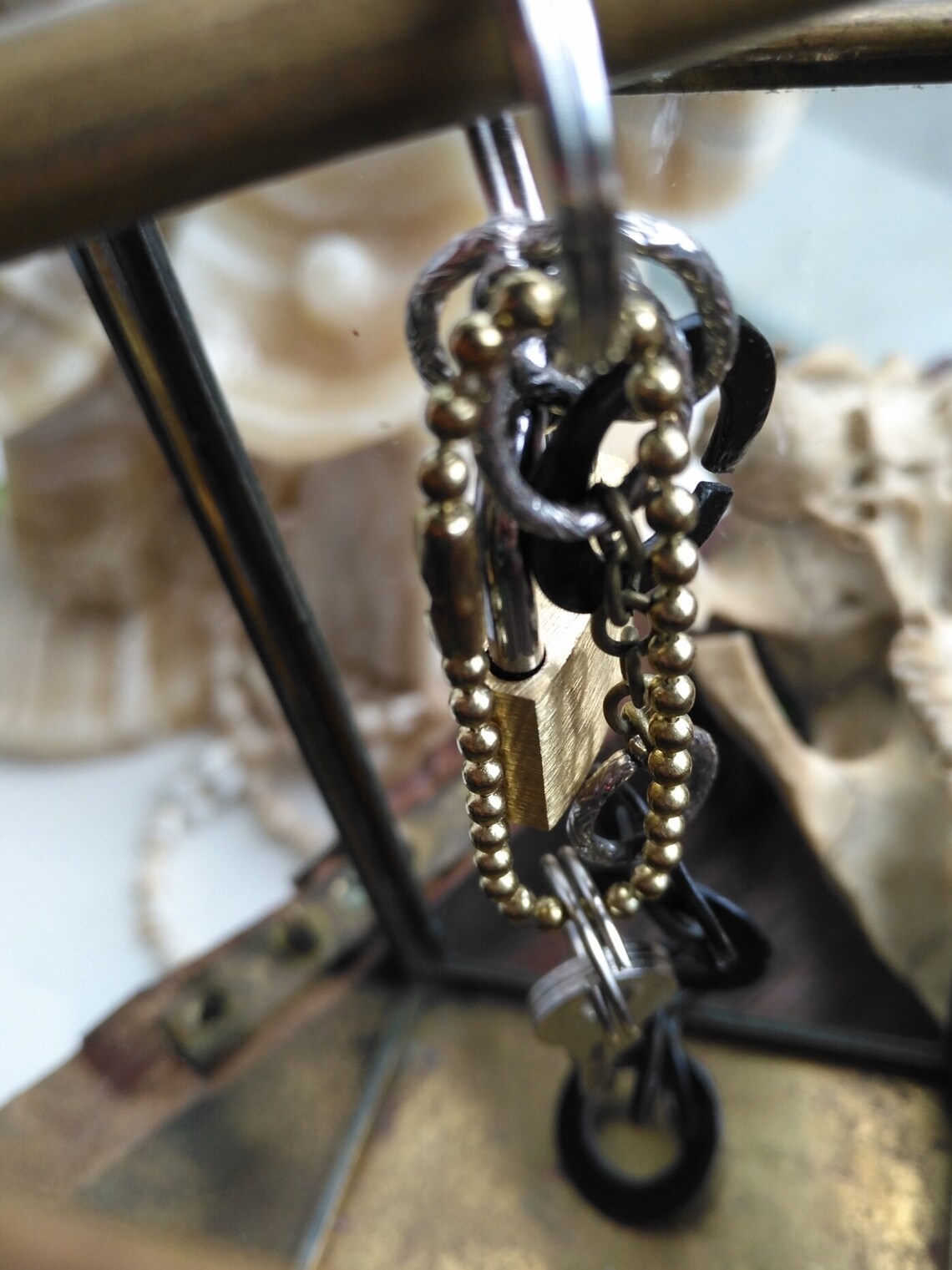 Industrial Statement Piece Keychain With Lock & Keys Keychain | Etsy