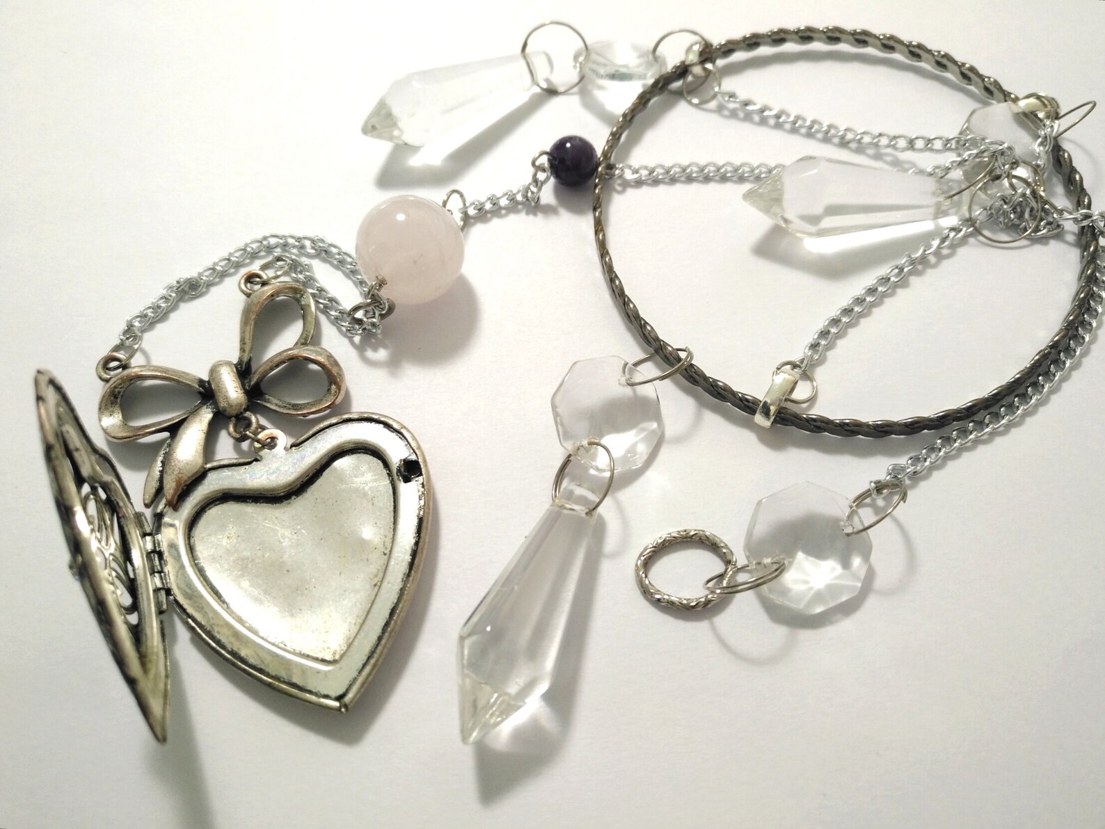 Rose Quartz & Amethyst Crystal Mobile. Crystal Chandelier. Mobile Bebe ...