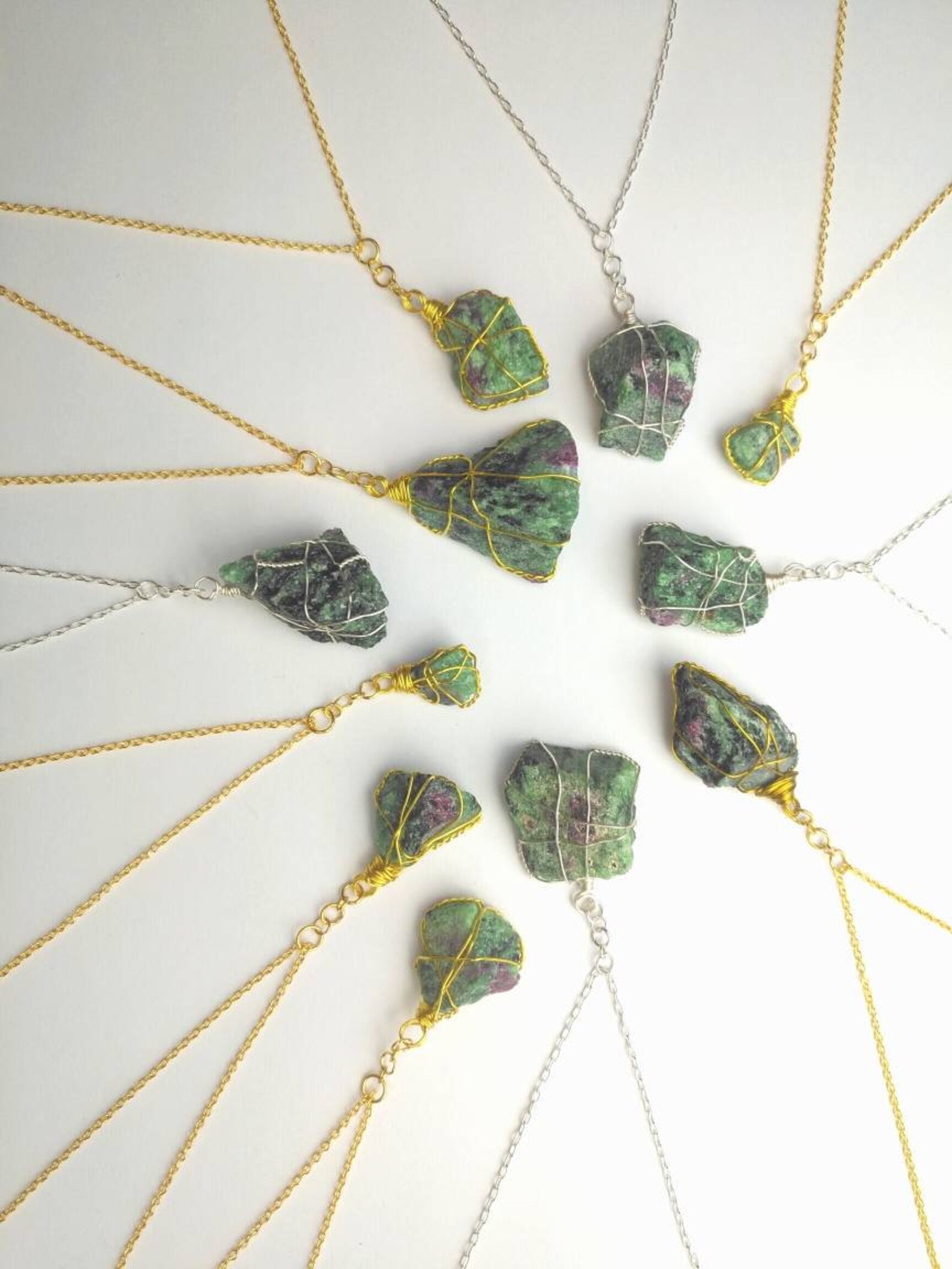 Raw Ruby in Fuschite Crystal Necklace. - Etsy