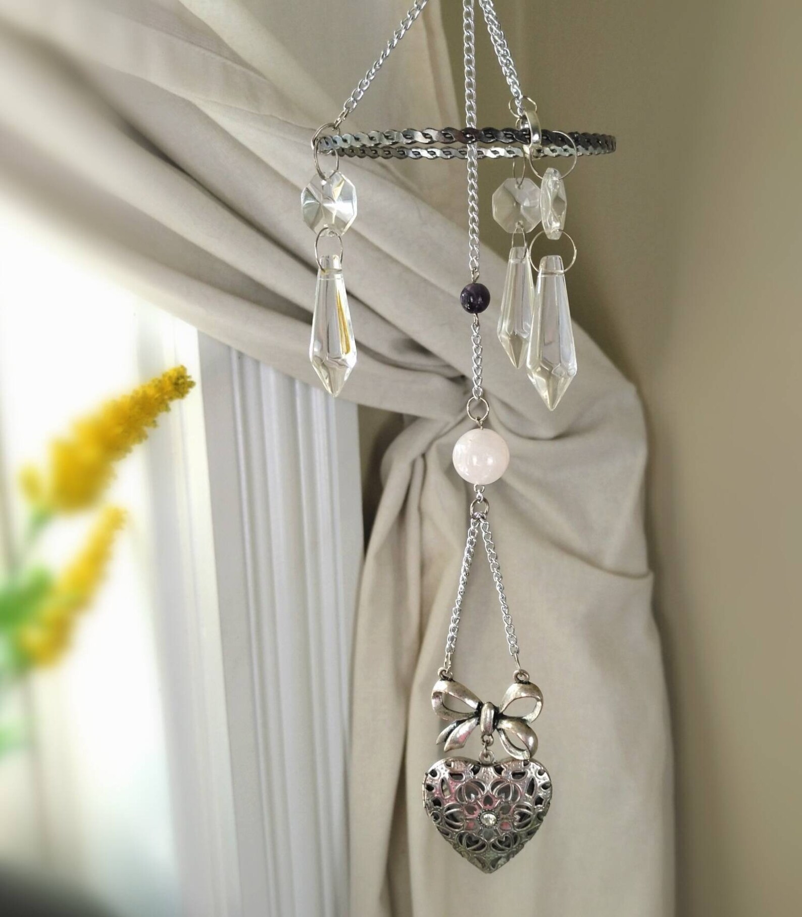 Rose Quartz & Amethyst Crystal Mobile. Crystal Chandelier. Mobile Bebe ...