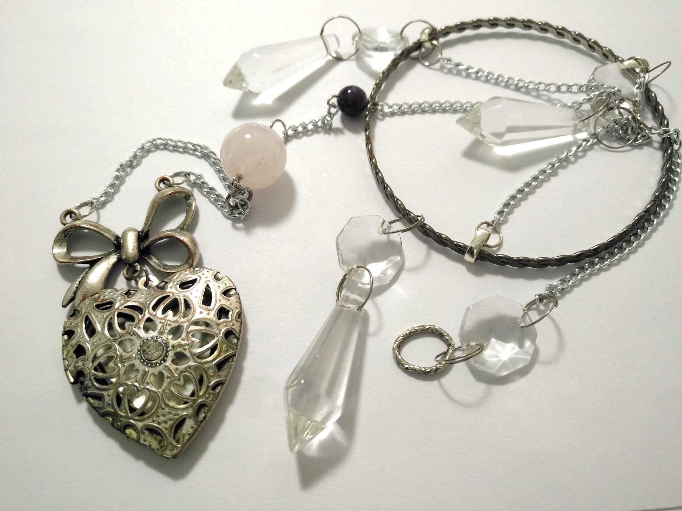 Rose Quartz & Amethyst Crystal Mobile. Crystal Chandelier. Mobile Bebe ...