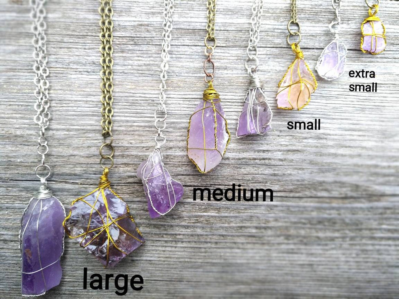 Raw lavender amethyst crystal necklace. raw stone amethyst. | Etsy