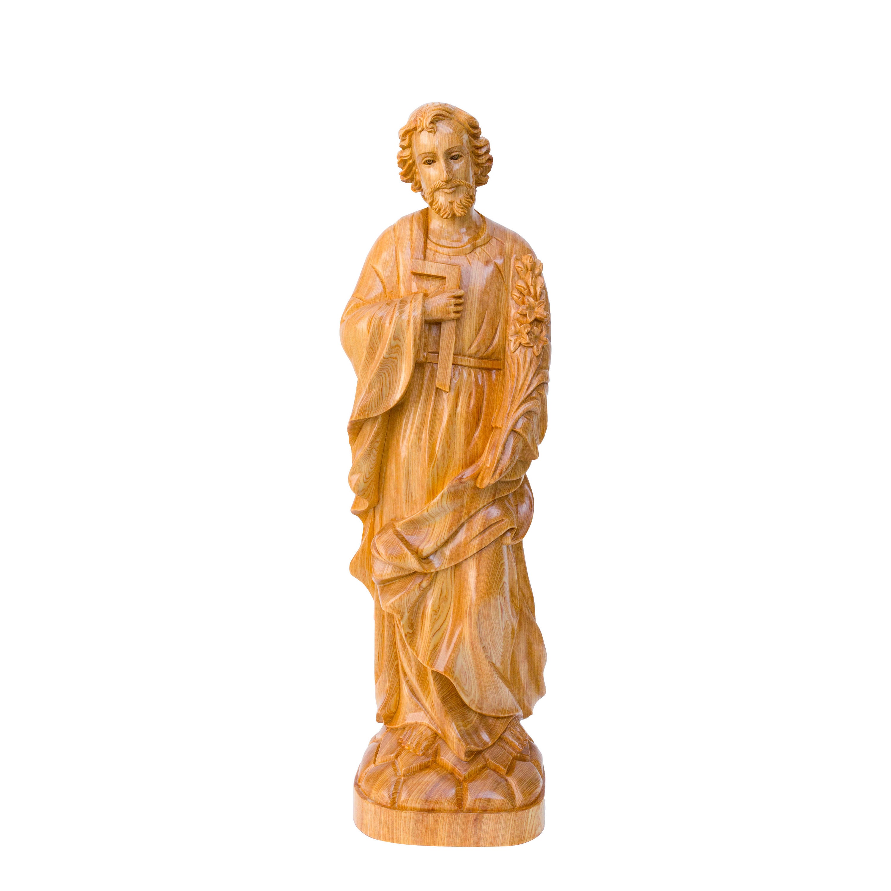 Saint Joseph Statue Catholic Wooden Handmade Carved Wood 16 to - Etsy