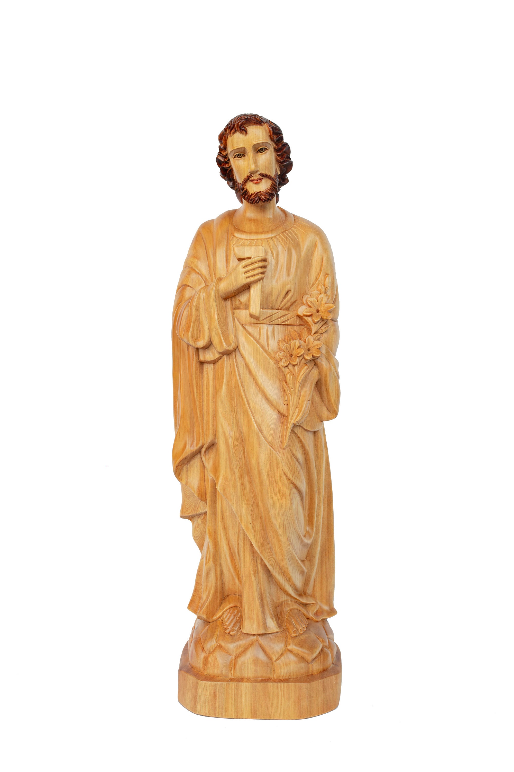 Carved Wood Catholic Home Altar: Saint Joseph, Our Lady, Christ ...