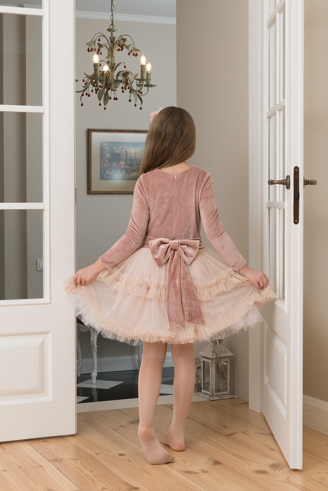 Long Sleeves Tulle Dress, Girls Party Dress, Birthday Dress, First ...