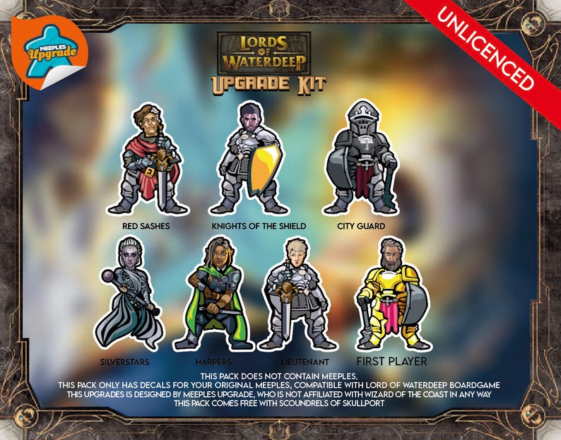 LORDS of WATERDEEP Meeples Upgrade Kit Stickers + Free Scoundrels of ...