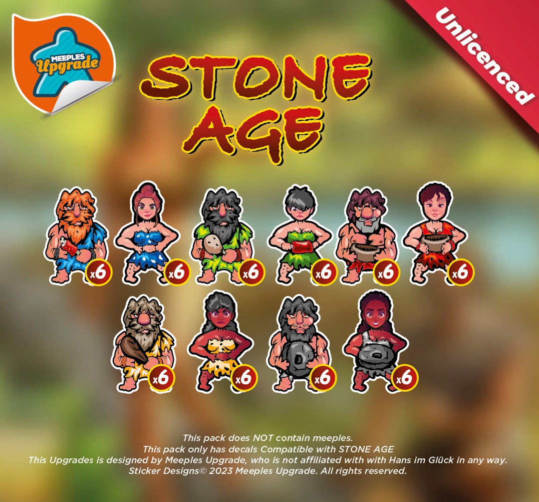 STONE AGE Stickers + FREE 5 Players Expansion Upgrade Kit (unofficial ...