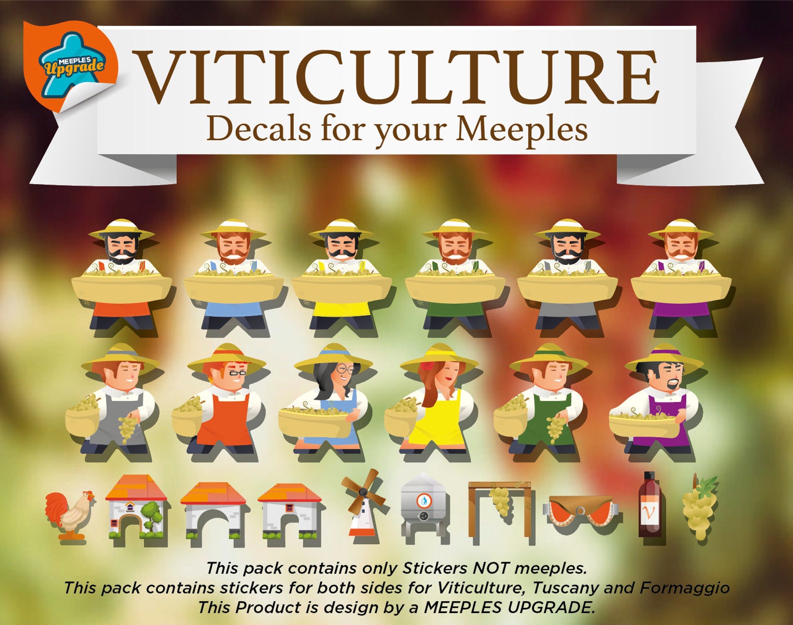 VITICULTURE Meeples Upgrade Kit Stickers FREE Tuscany World - Etsy Hong Kong