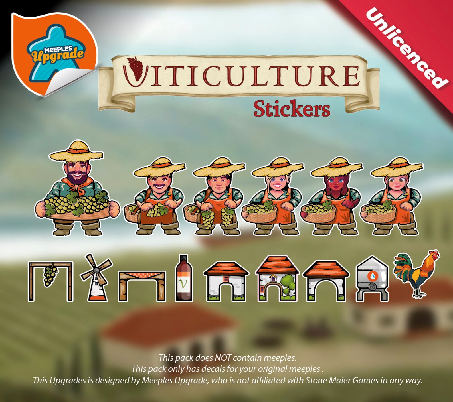 VITICULTURE Meeples Upgrade Kit Stickers FREE Tuscany & - Etsy