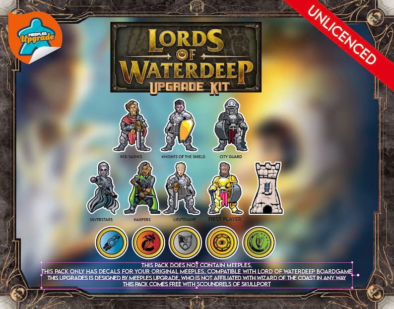 LORDS of WATERDEEP Meeples Upgrade Kit Stickers + Free Scoundrels of ...