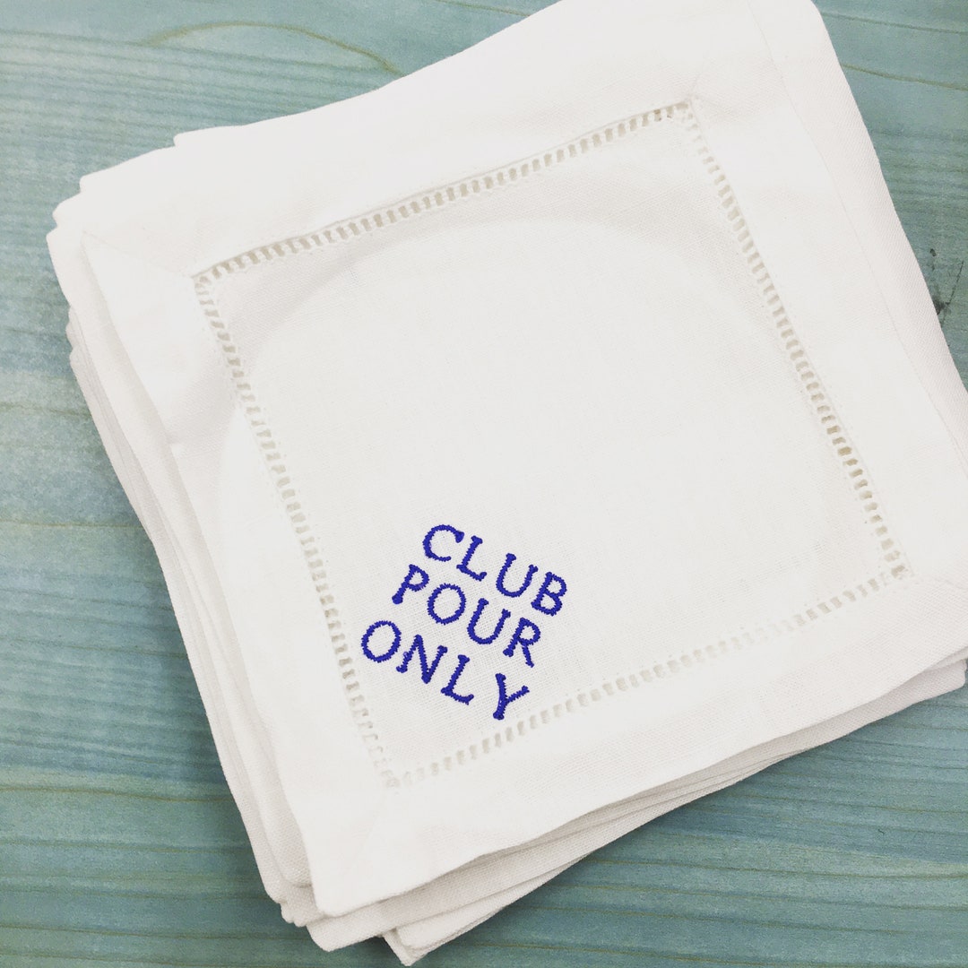 Club Pour Only - Linen Cocktail Napkins - Etsy