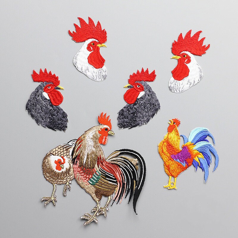 Rooster Patches Cock Patch Embroidered Patch Iron On Sew On Etsy