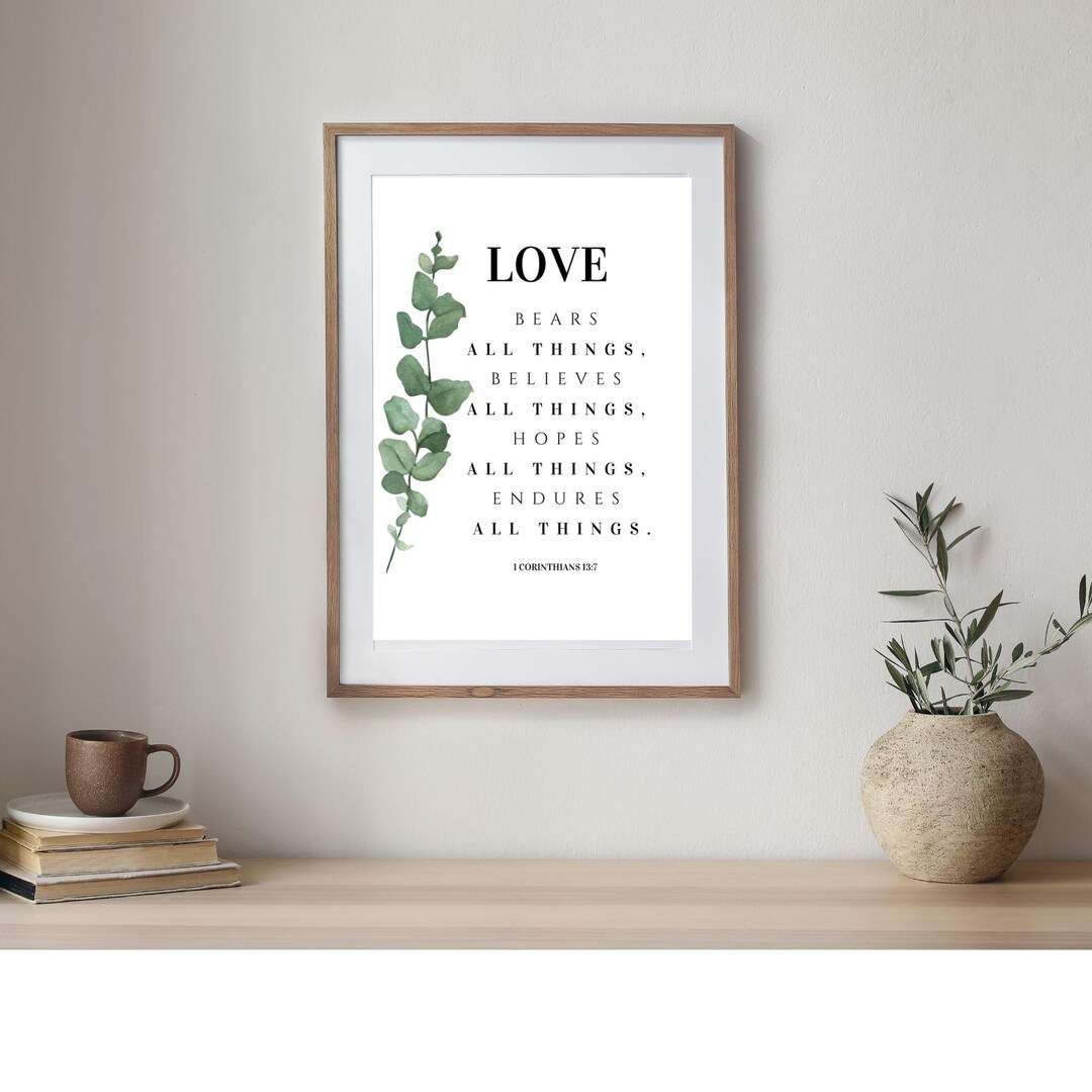 Love Bears All Things Bible Verse Wall Art, Housewarming Gifts, New ...