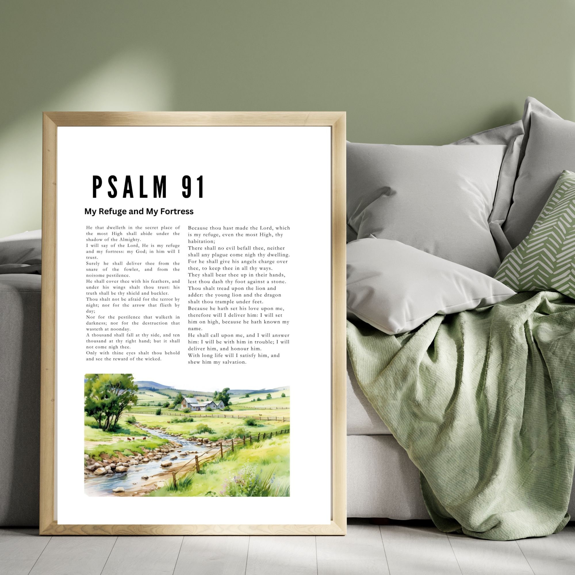 Psalm 91 Wall Art, Bible Verse Print, Christian Wall Decor ...