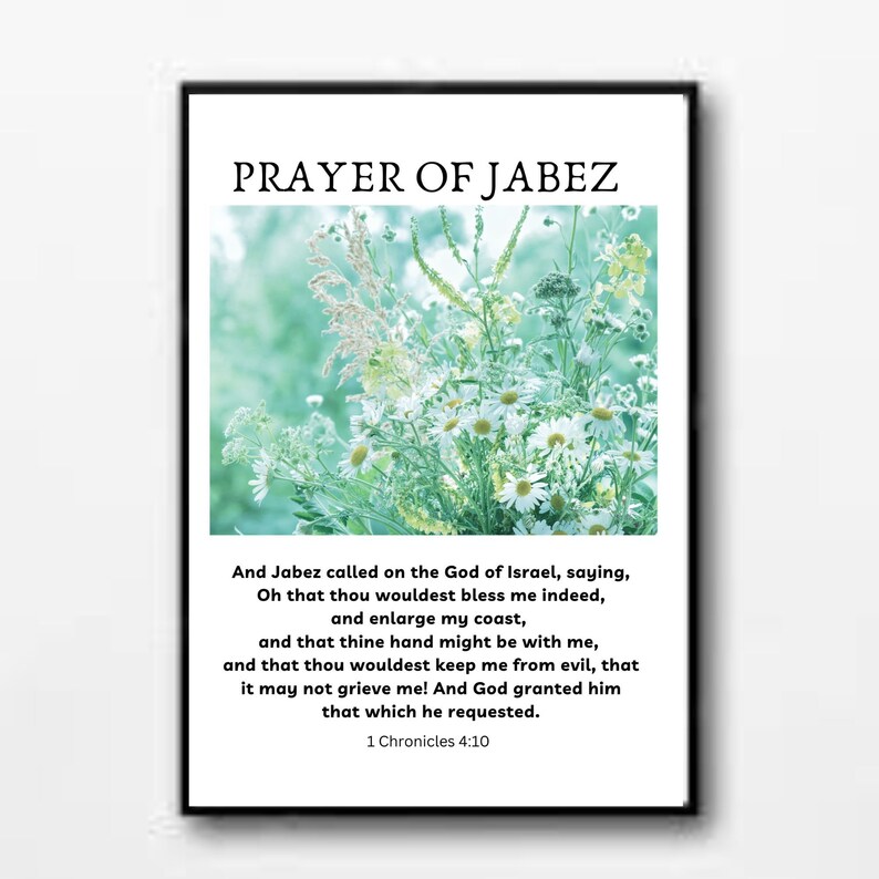 Prayer of Jabez, Watercolor Bible Verse Wall Art Print, 1 Chronicles 4: ...