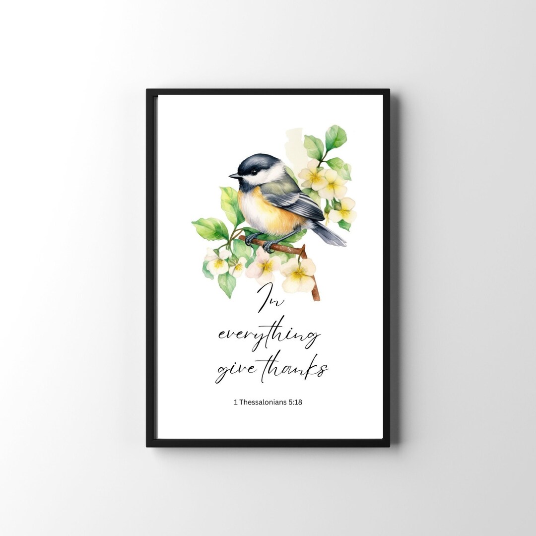 In Everything Give Thanks Bible Verse Wall Art Print , Scripture Quote ...