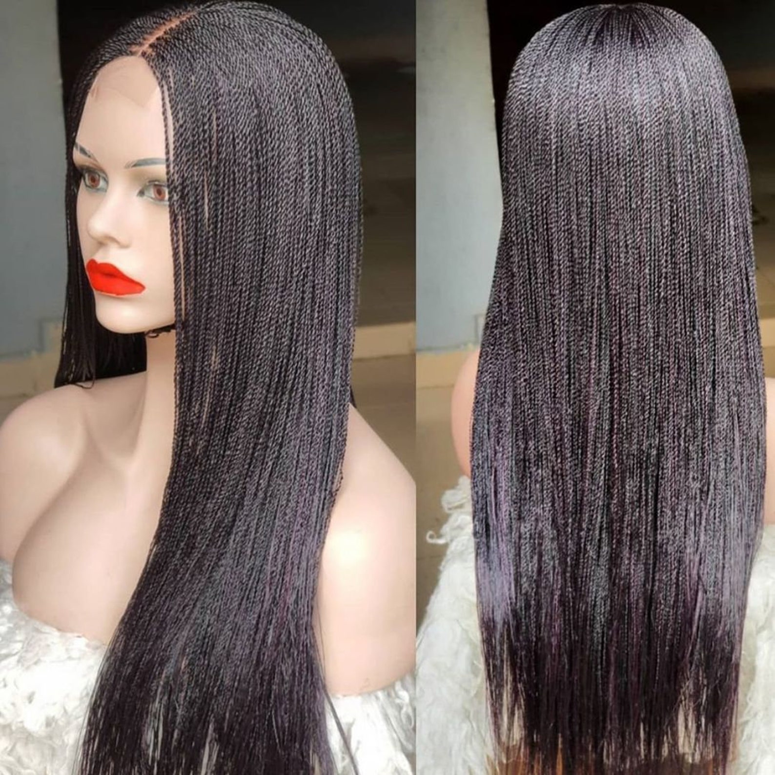 Long Micro Braid Braided Wig, Lace Front Wig, Full Lace Wig, Frontal ...