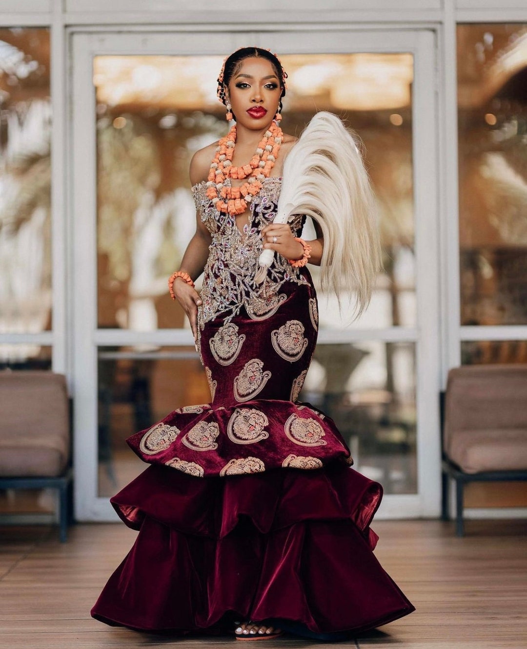 Authentic Igbo Isiagu Dress, Cultural Heritage Inspired Attire, African ...