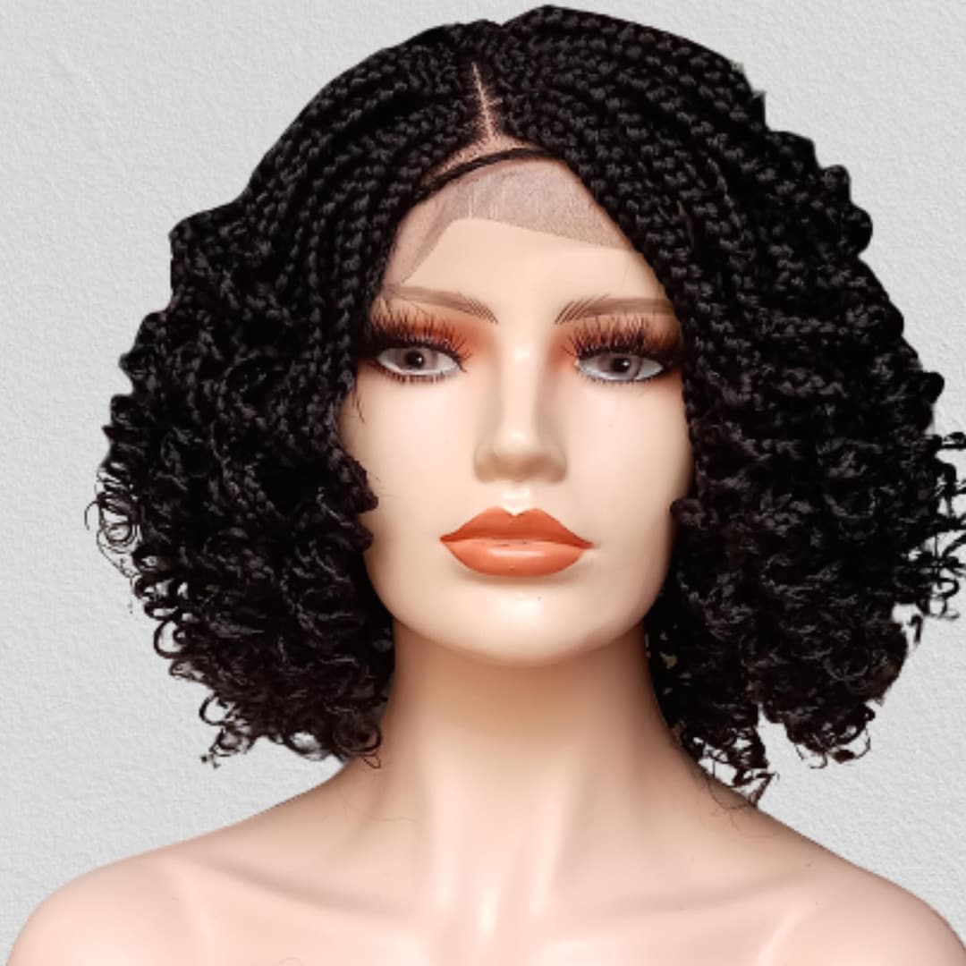 Short Curly Box Braid Wig Braided Wig Braided Wigs for Black - Etsy
