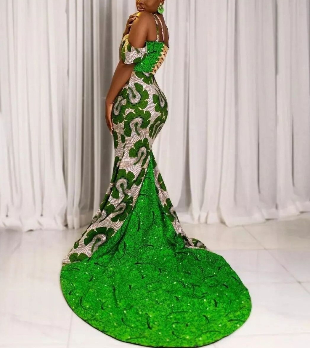 Elegant African Print Maxi Dress Sexy Ankara Dress Long Dress With